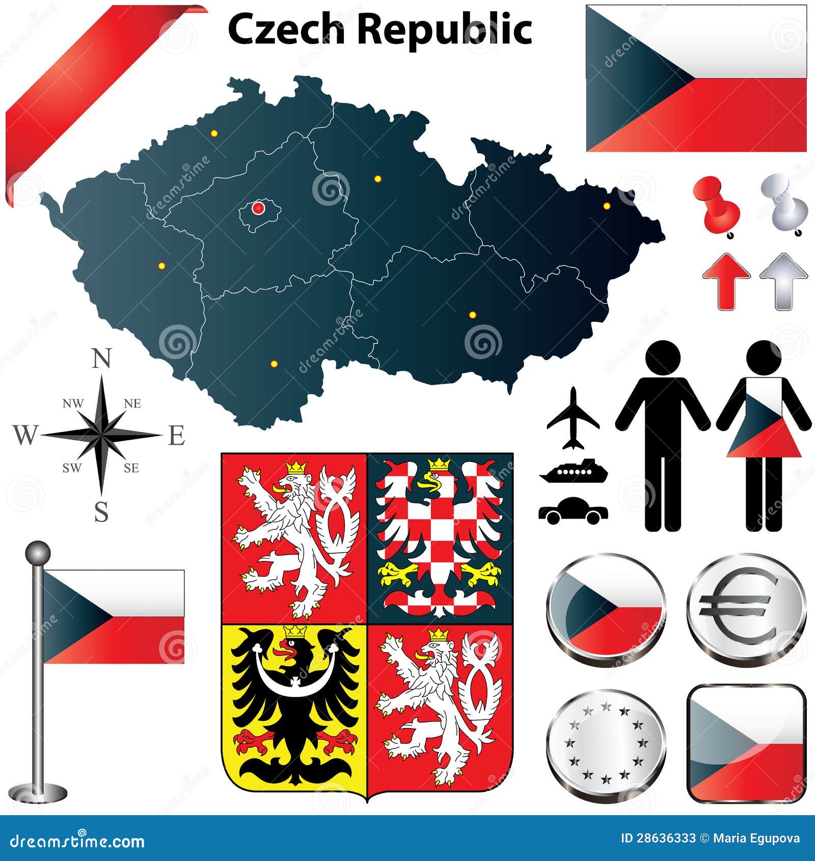 Czech Republic map stock vector. Illustration of administrative - 28636333