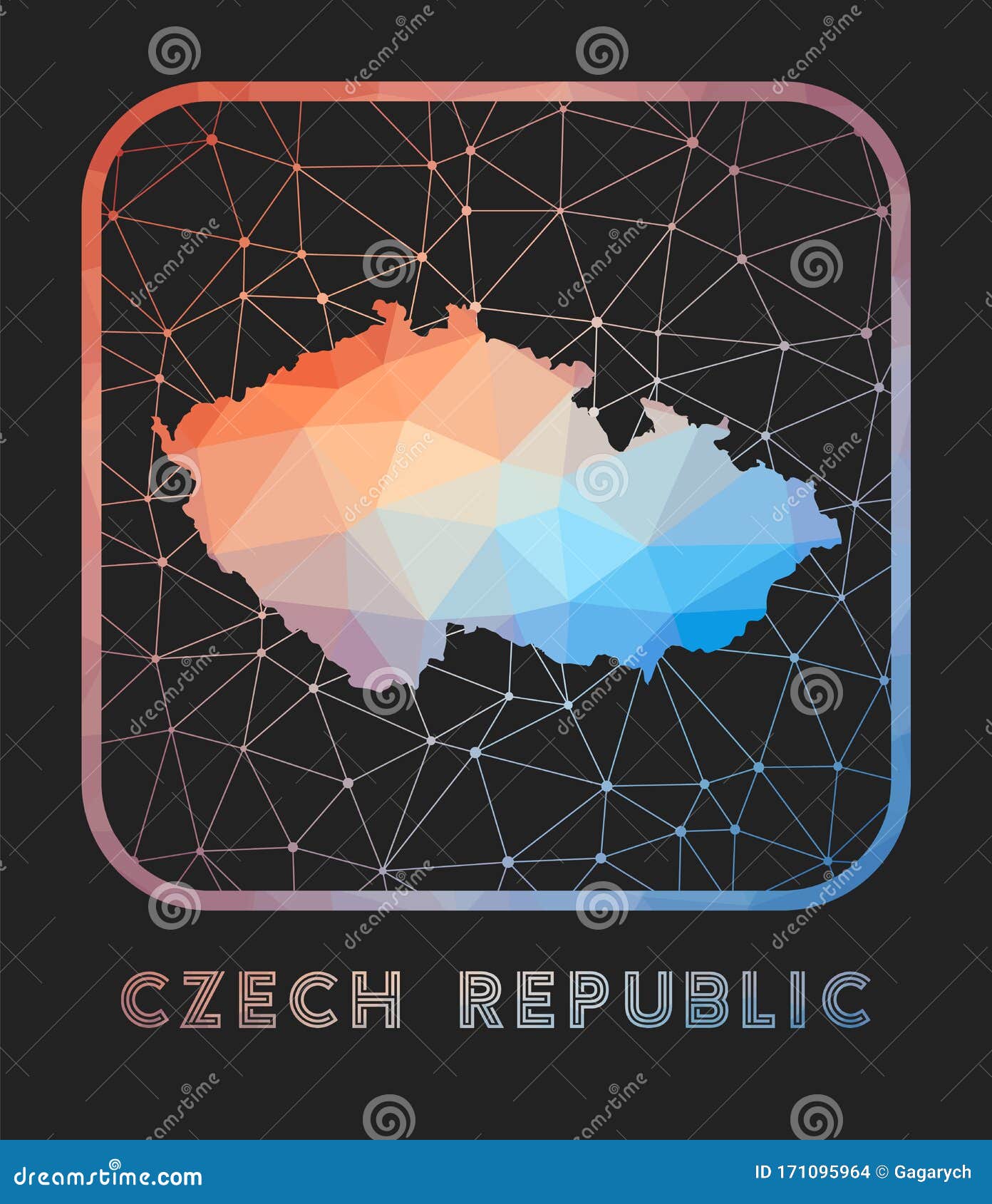 Czech Republic map design. stock vector. Illustration of polygonal ...