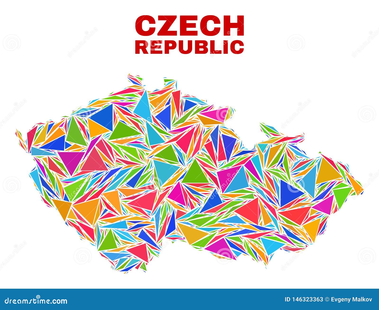 Czech Republic Map - Mosaic of Color Triangles Stock Vector ...