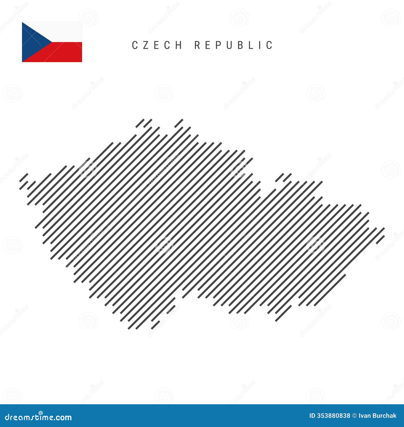 Czech Republic Map from Pattern of Black Slanted Parallel Lines. Flat ...