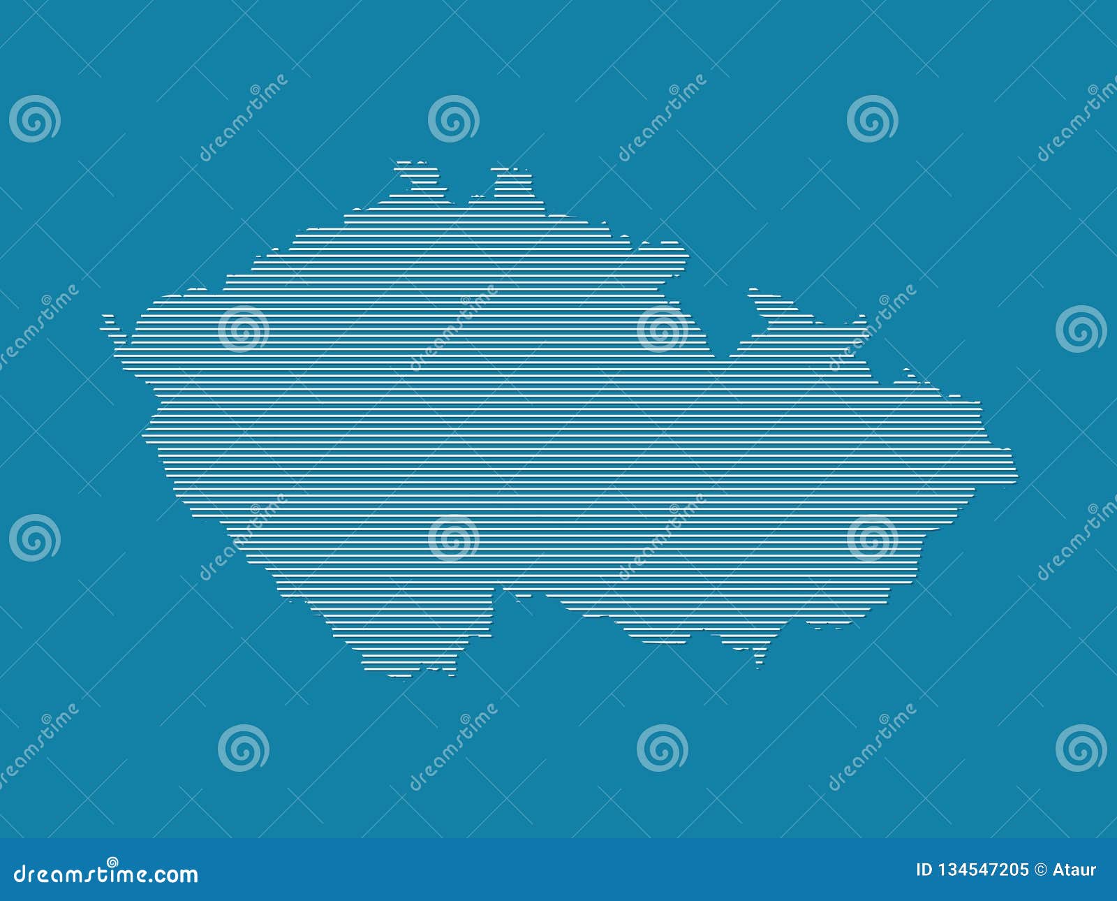 Czech Republic Map Vector with Simple Straight Lines on Blue Background ...
