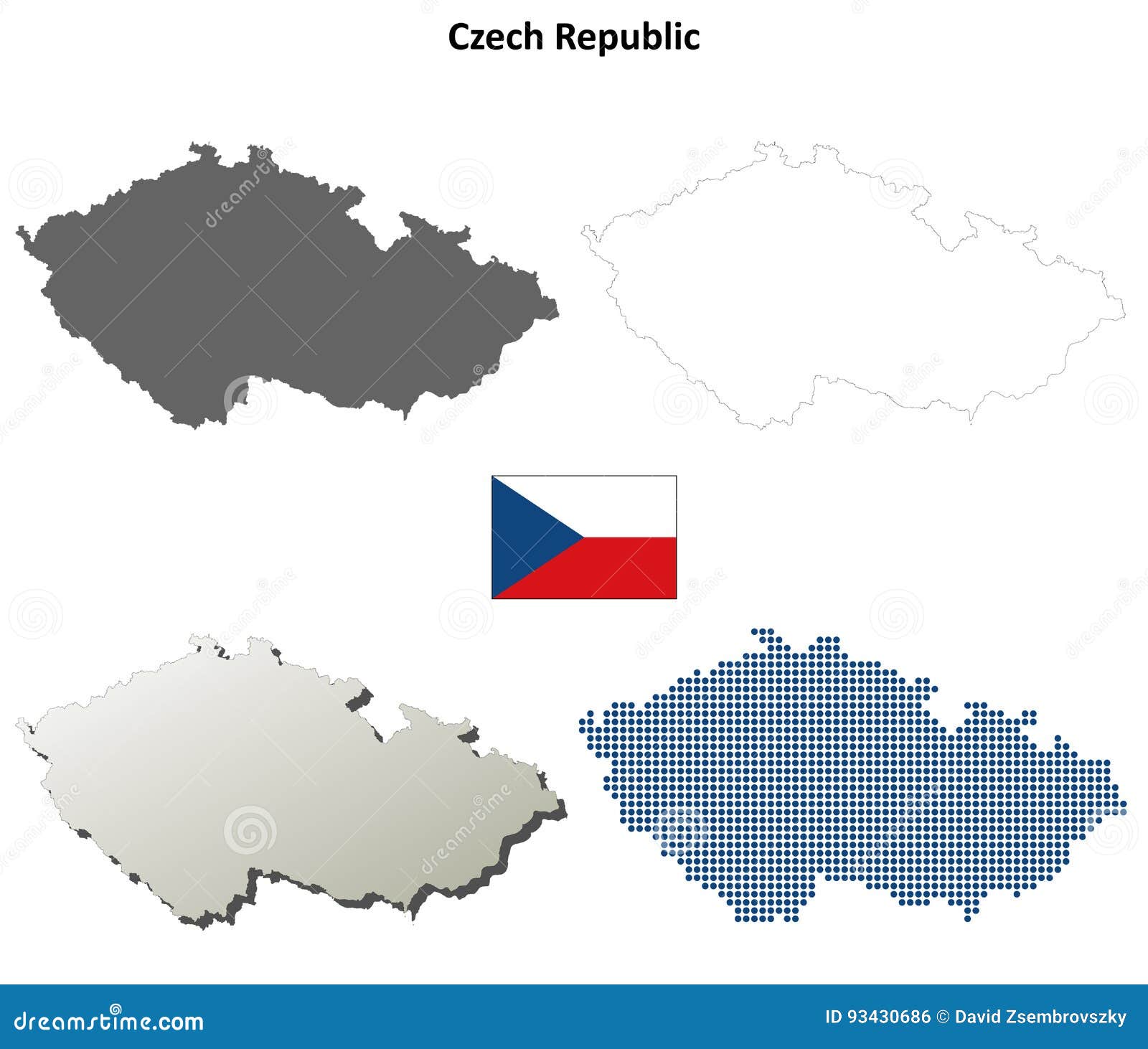 Czech Republic Outline Map Set Stock Vector - Illustration of banner ...