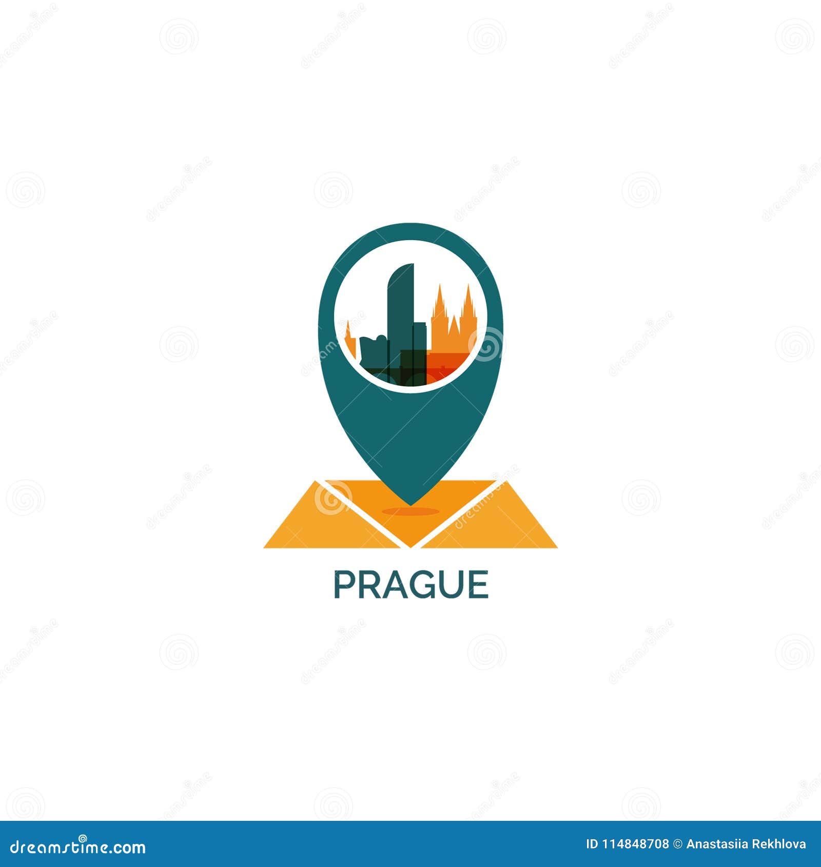 Prague City Skyline Silhouette Vector Logo Illustration Stock Vector ...