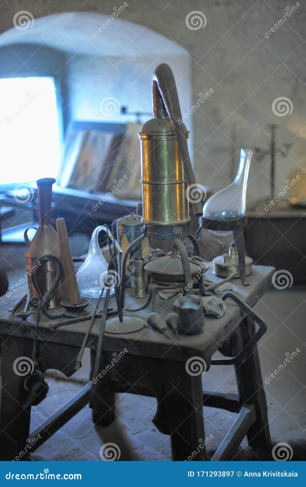 Medieval Alchemy Shop with Flasks and Tools Editorial Photography ...