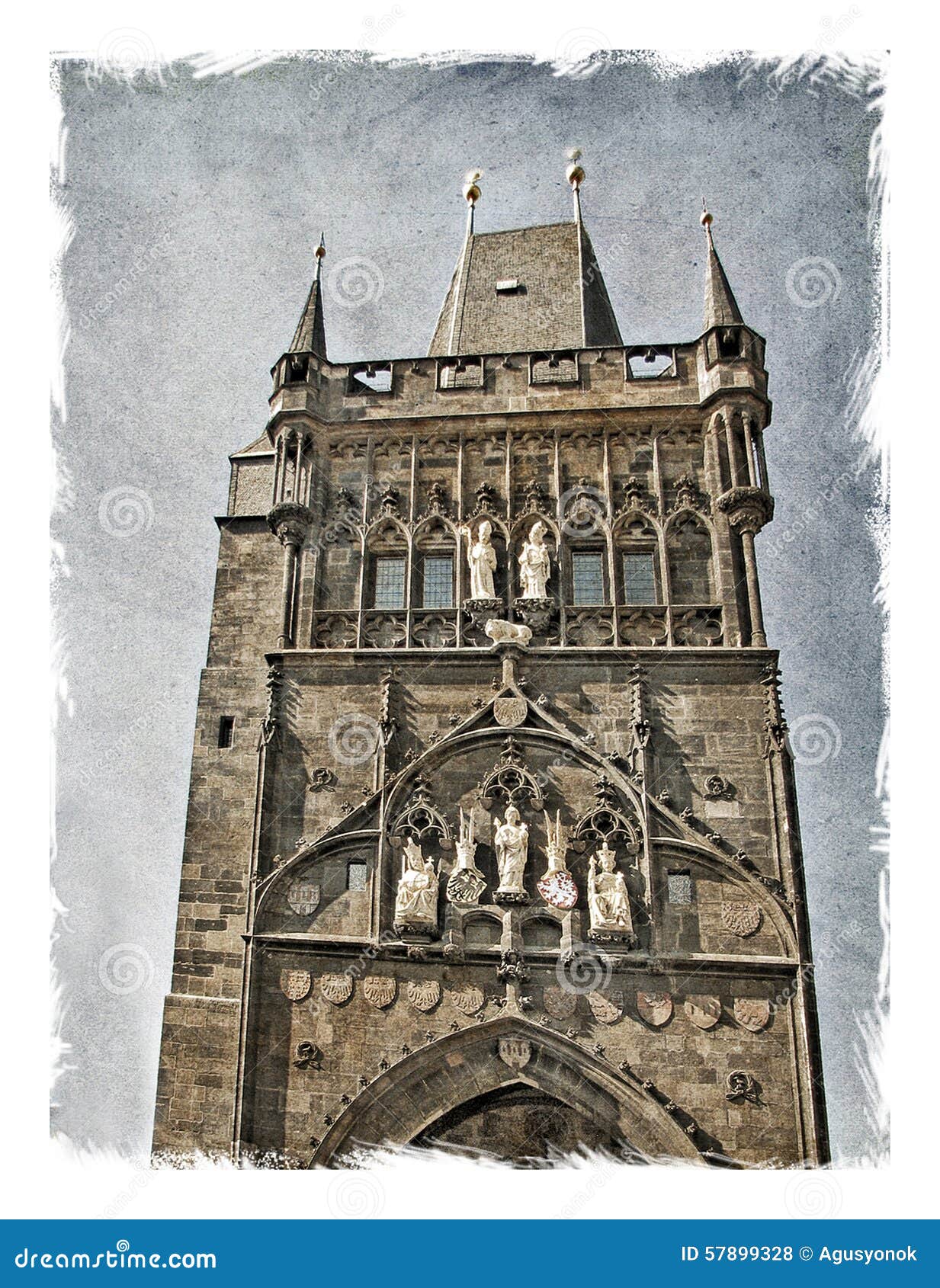 Czech Republic, Prague Streets. Stylized Background on Old Paper/ Stock ...
