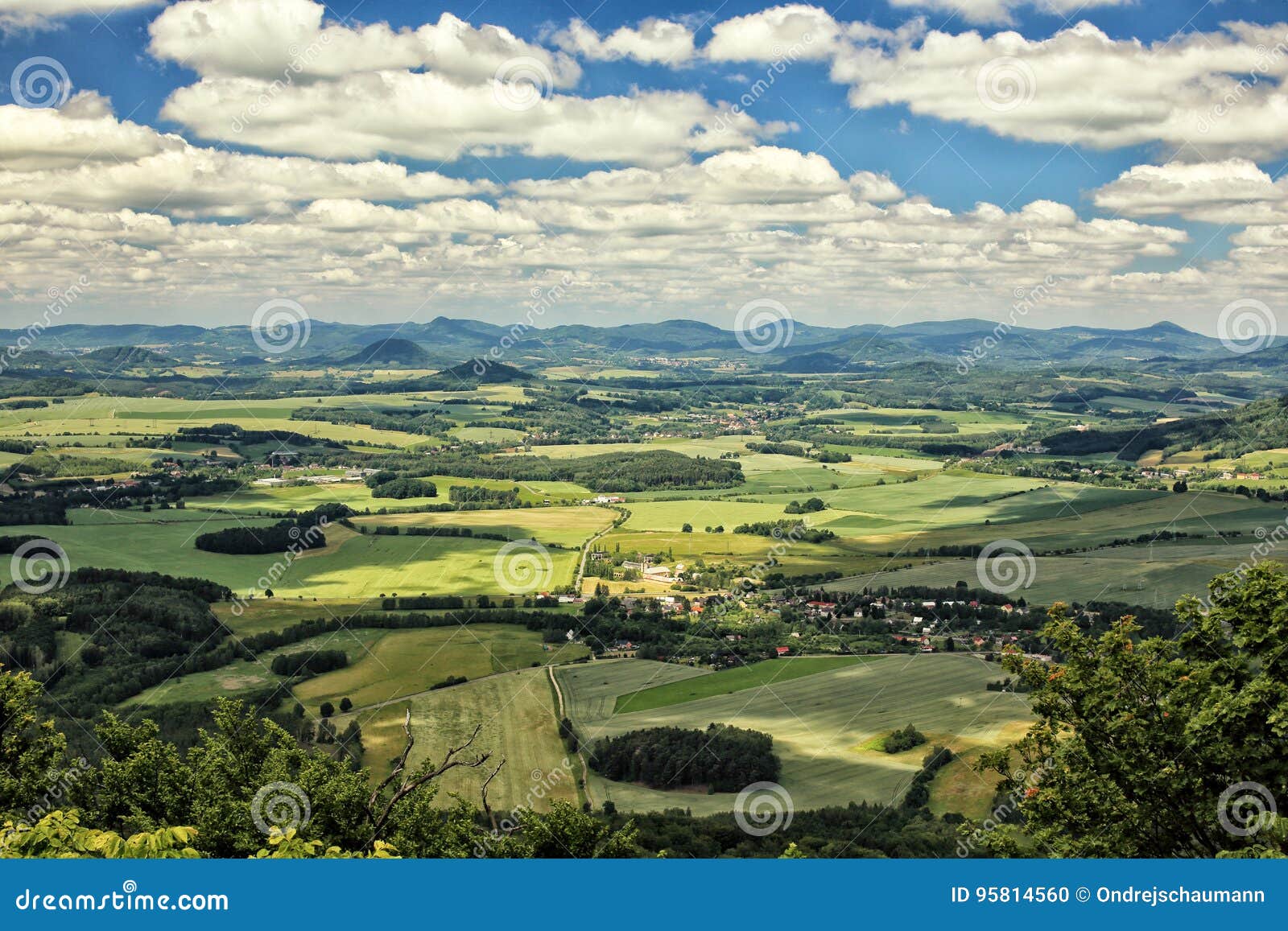 Czech Rural Landscape with Green Fields and Villages Stock Photo ...