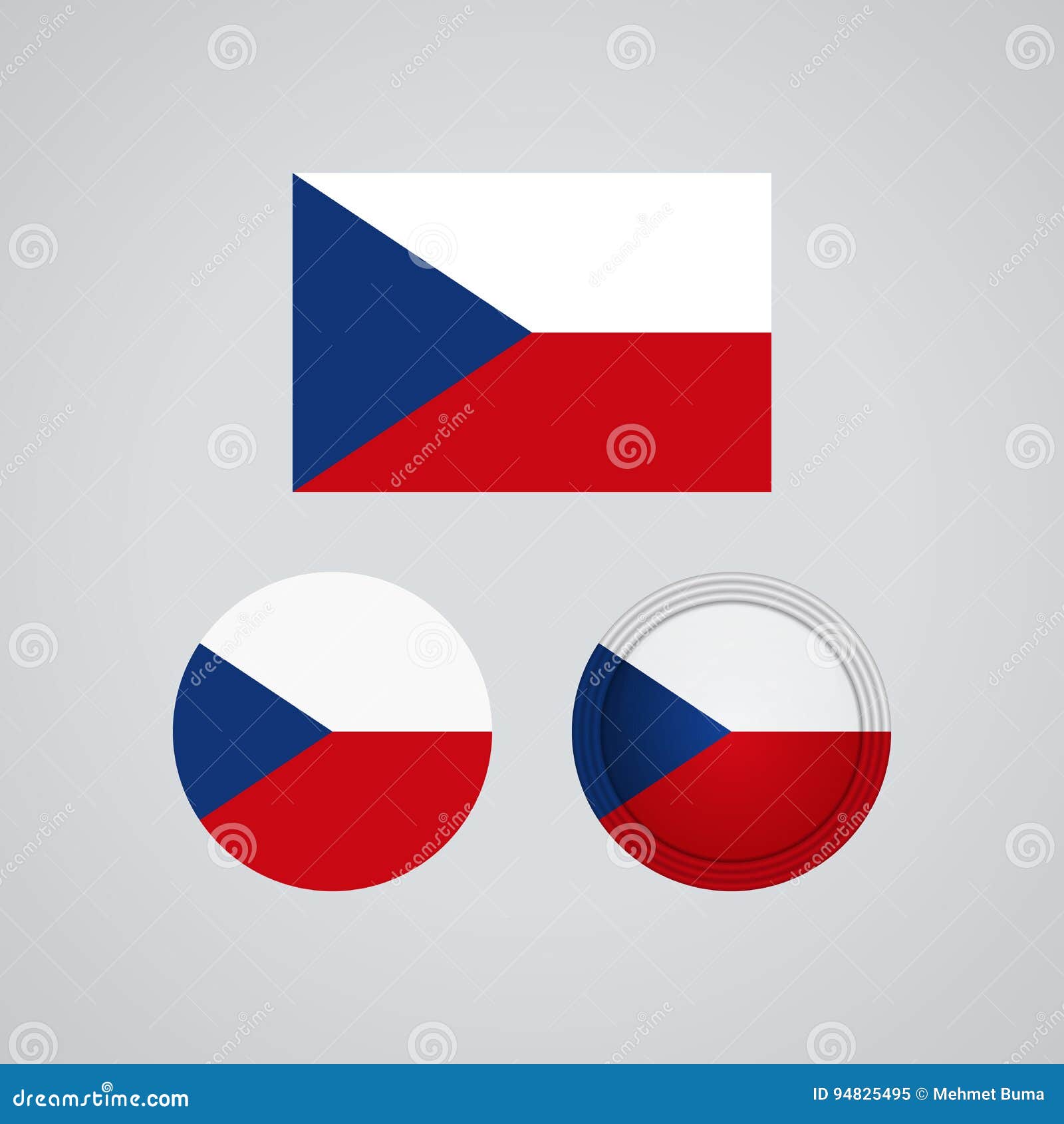 Czech Trio Flags, Vector Illustration Stock Vector - Illustration of ...