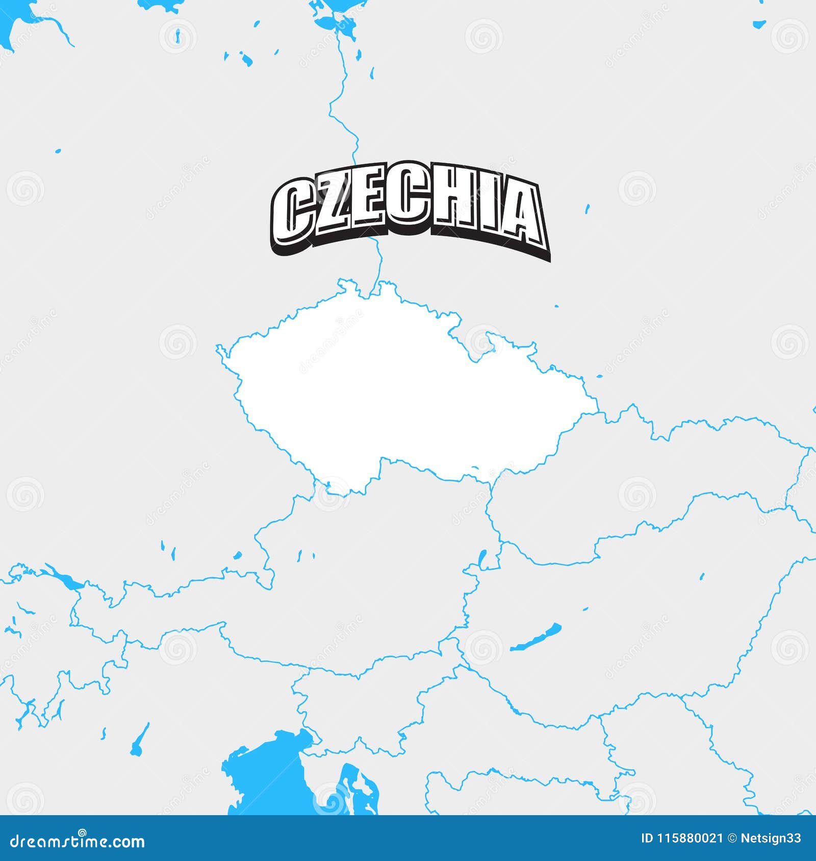 Czechia MAP In Blue, Country Map, Czechia, Border Map, Border Line Of ...