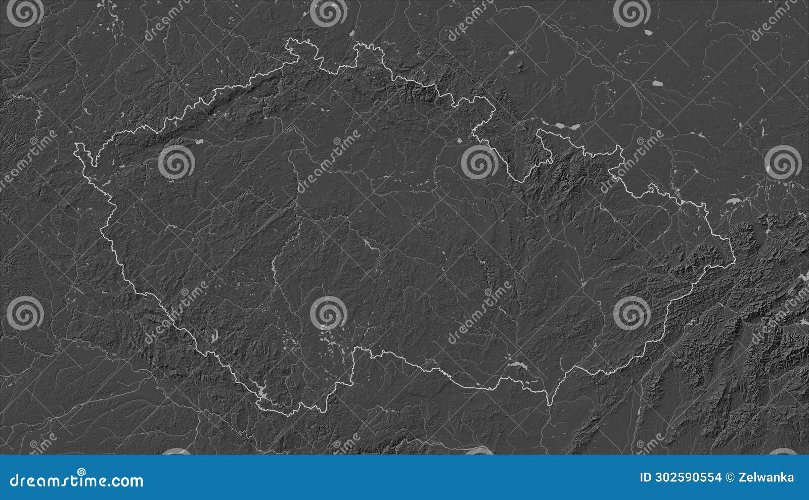 Czechia outlined. Bilevel stock illustration. Illustration of geography ...