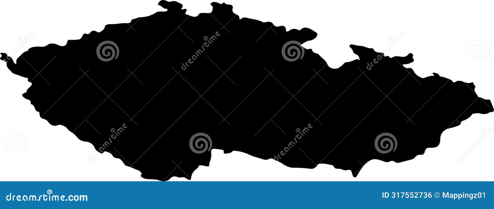 Czechia Silhouette Map With Transparent Background Vector Illustration ...