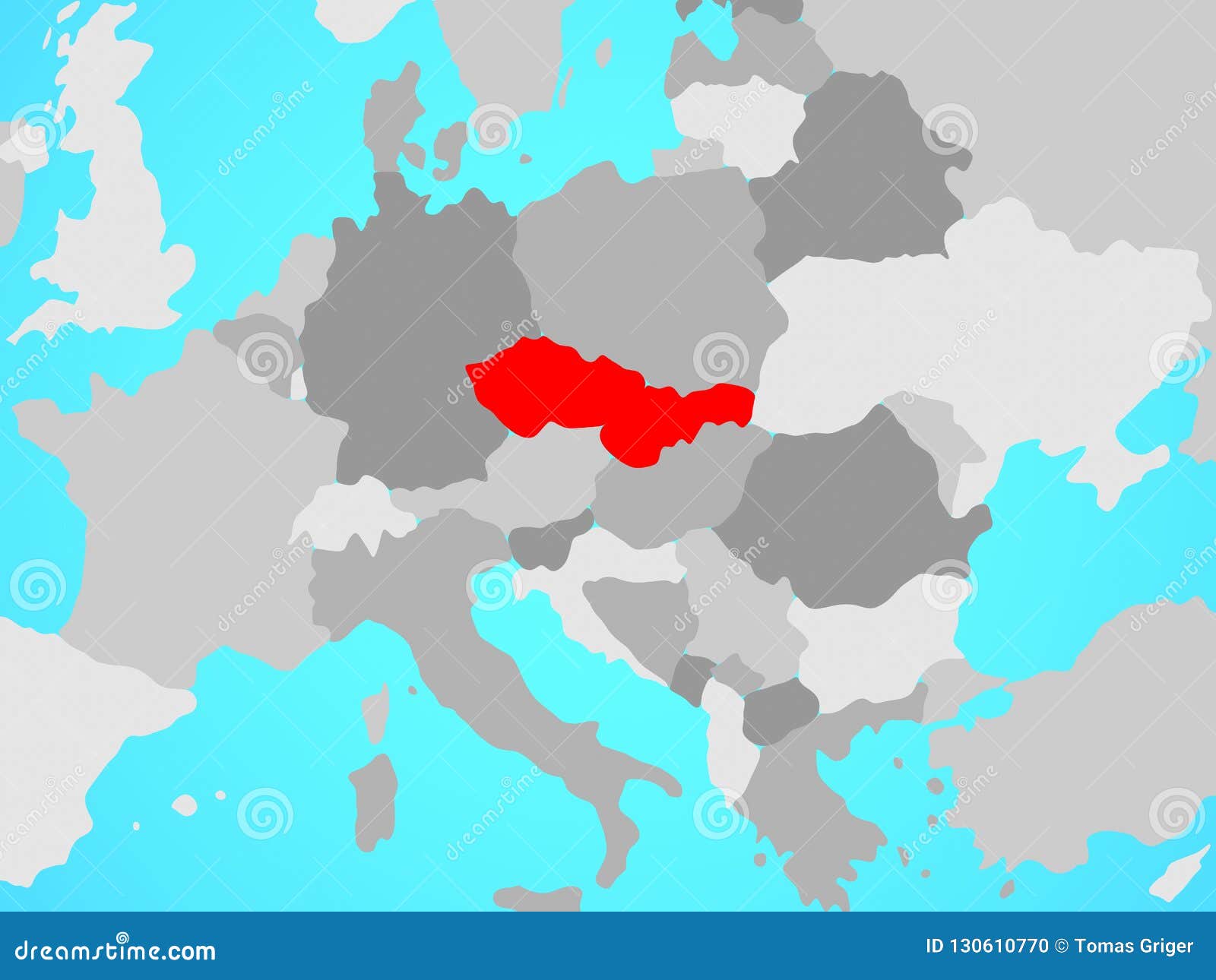 Czechoslovakia on map stock illustration. Illustration of render ...