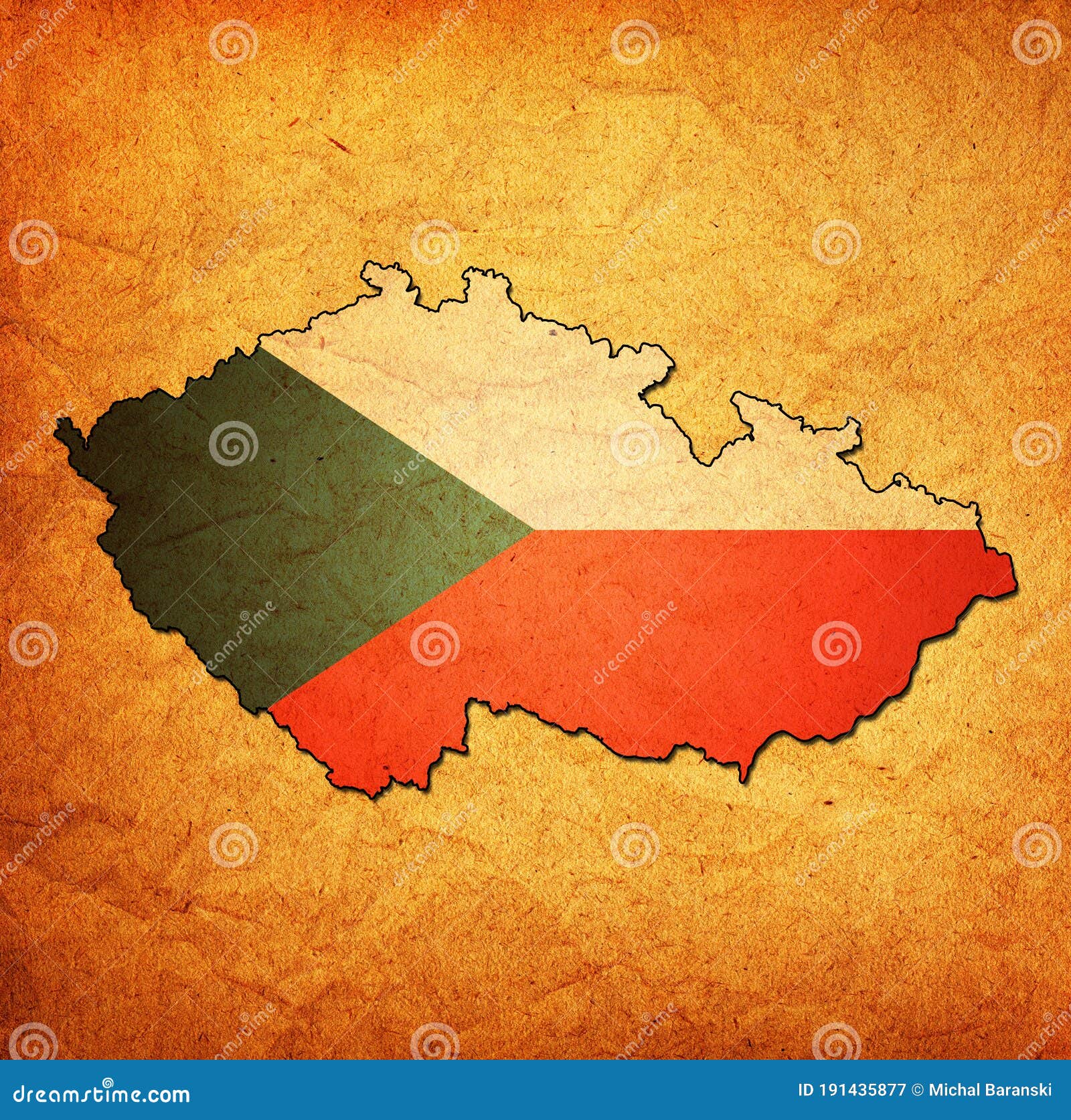 Czechoslovakia Territory with Flag Stock Illustration - Illustration of ...