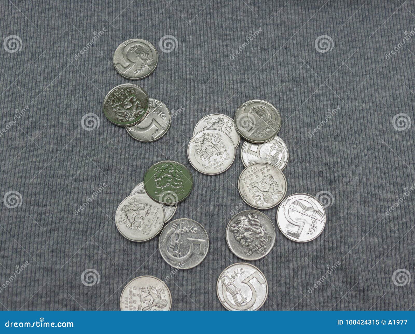 5 CZK Coins Over Fabric Surface Stock Image - Image of fabric, coins ...