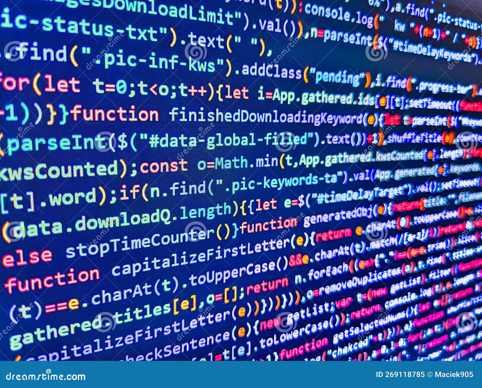 Código De Programa Abstracto En Pantalla De Equipo. Desarrollo De Código Binario De Programación ...