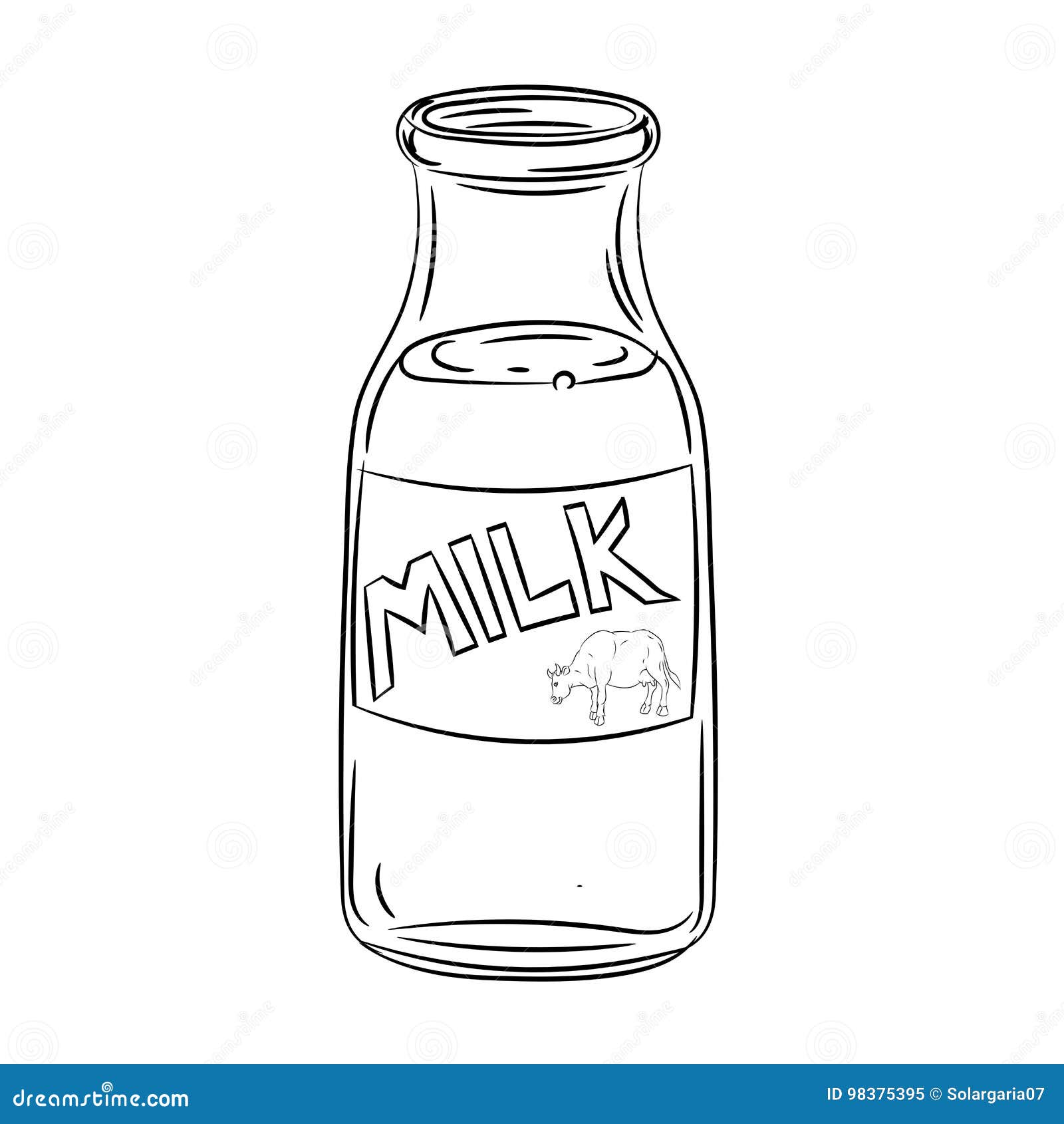 Dé La Botella Del Dibujo De Leche - Vector El Ejemplo Ilustración del ...