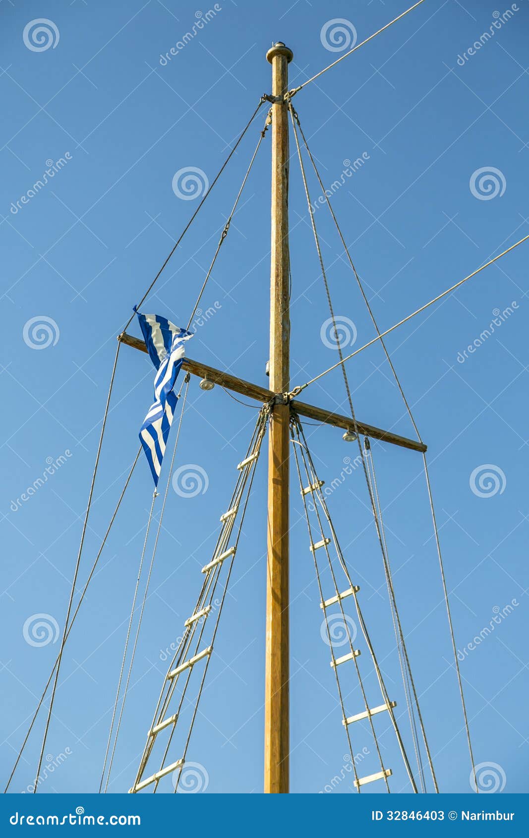 Détail Du Mât D'un Bateau Avec Le Drapeau Grec Image stock - Image du ...