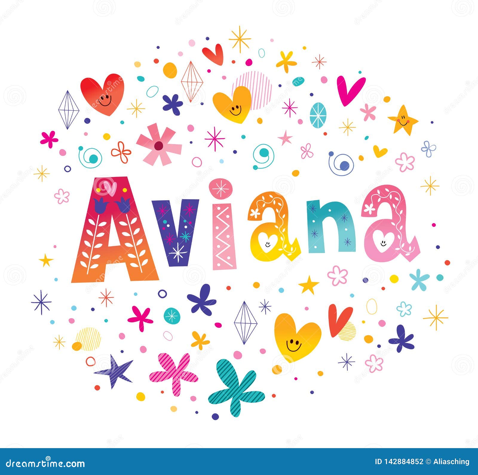 Aviana girls name stock vector. Illustration of english - 142884852