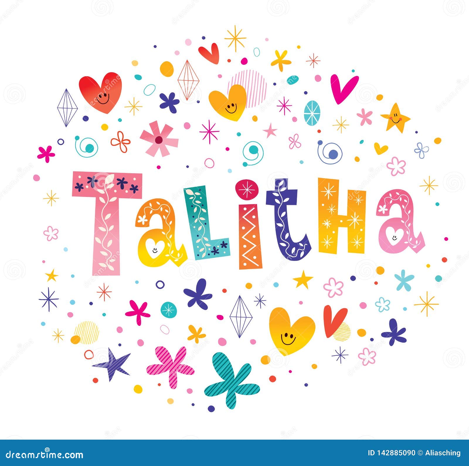 Talitha girls name stock vector. Illustration of typography - 142885090