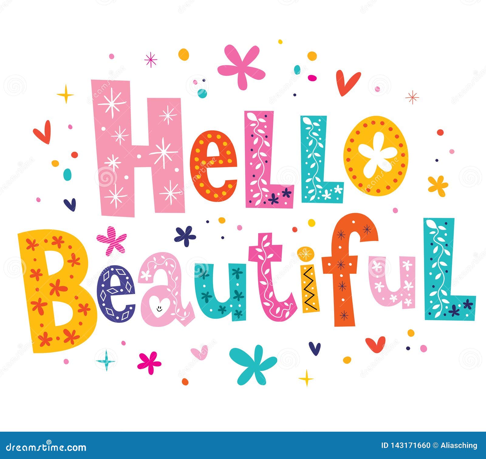 Hello Beautiful Inspirational Card Or Print With Diadem Vector ...