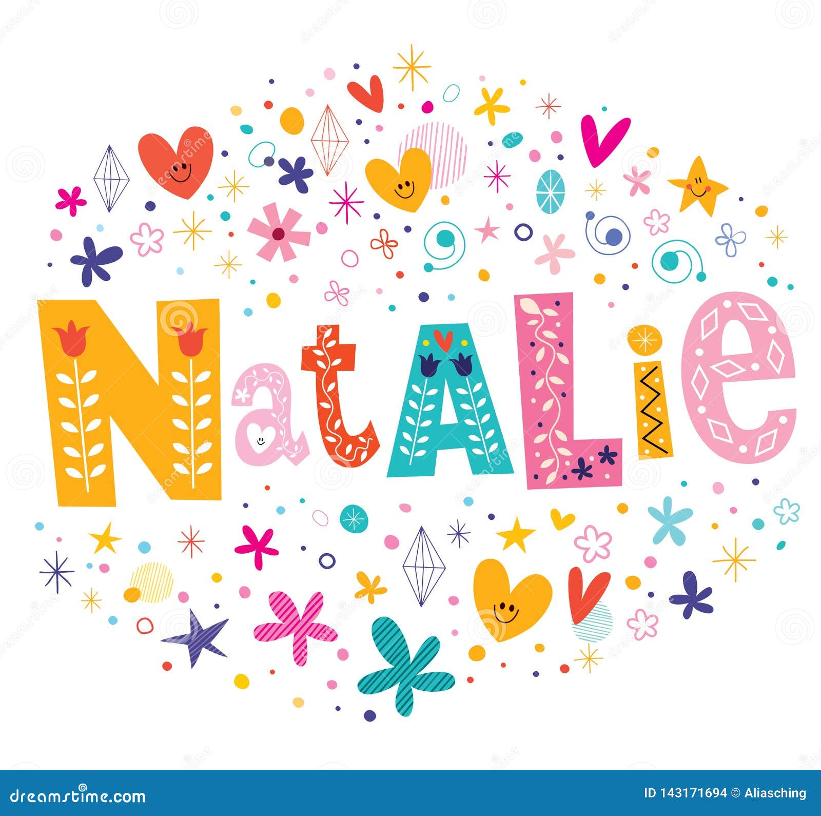 Natalie girls name stock vector. Illustration of diamond - 143171694
