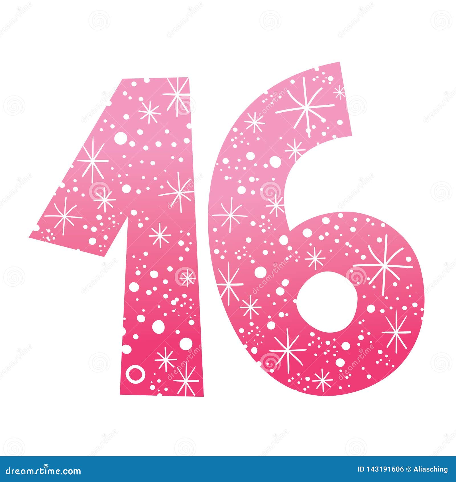 Number sixteen stock vector. Illustration of party, sixteen - 143191606