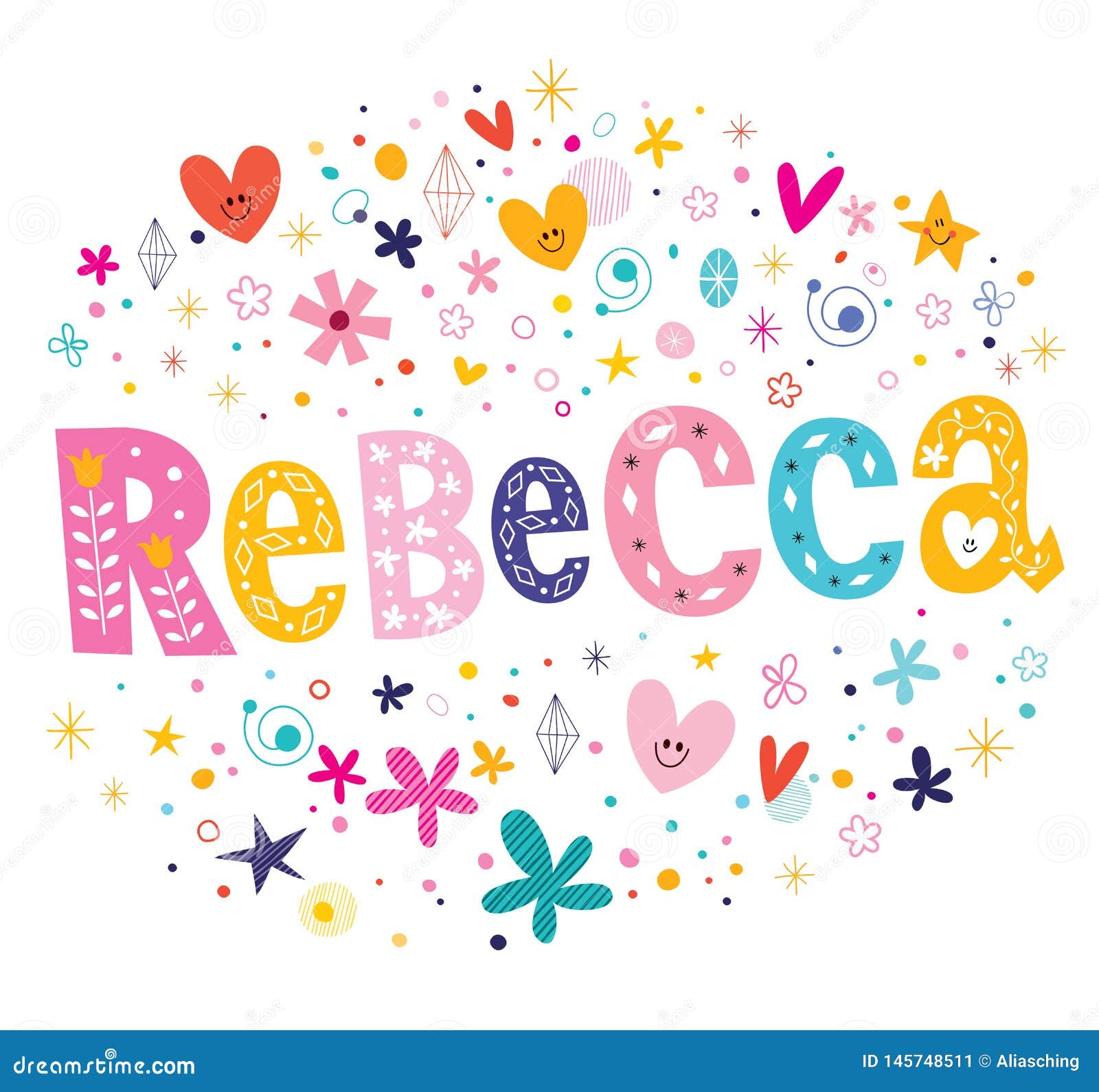 Rebecca girls name stock vector. Illustration of baby - 145748511