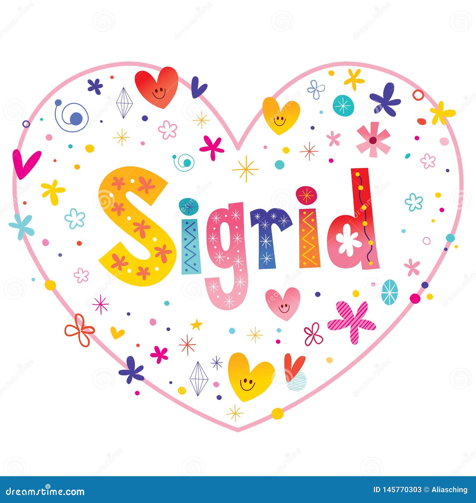 Sigrid girls name stock vector. Illustration of scandinavian - 145770303