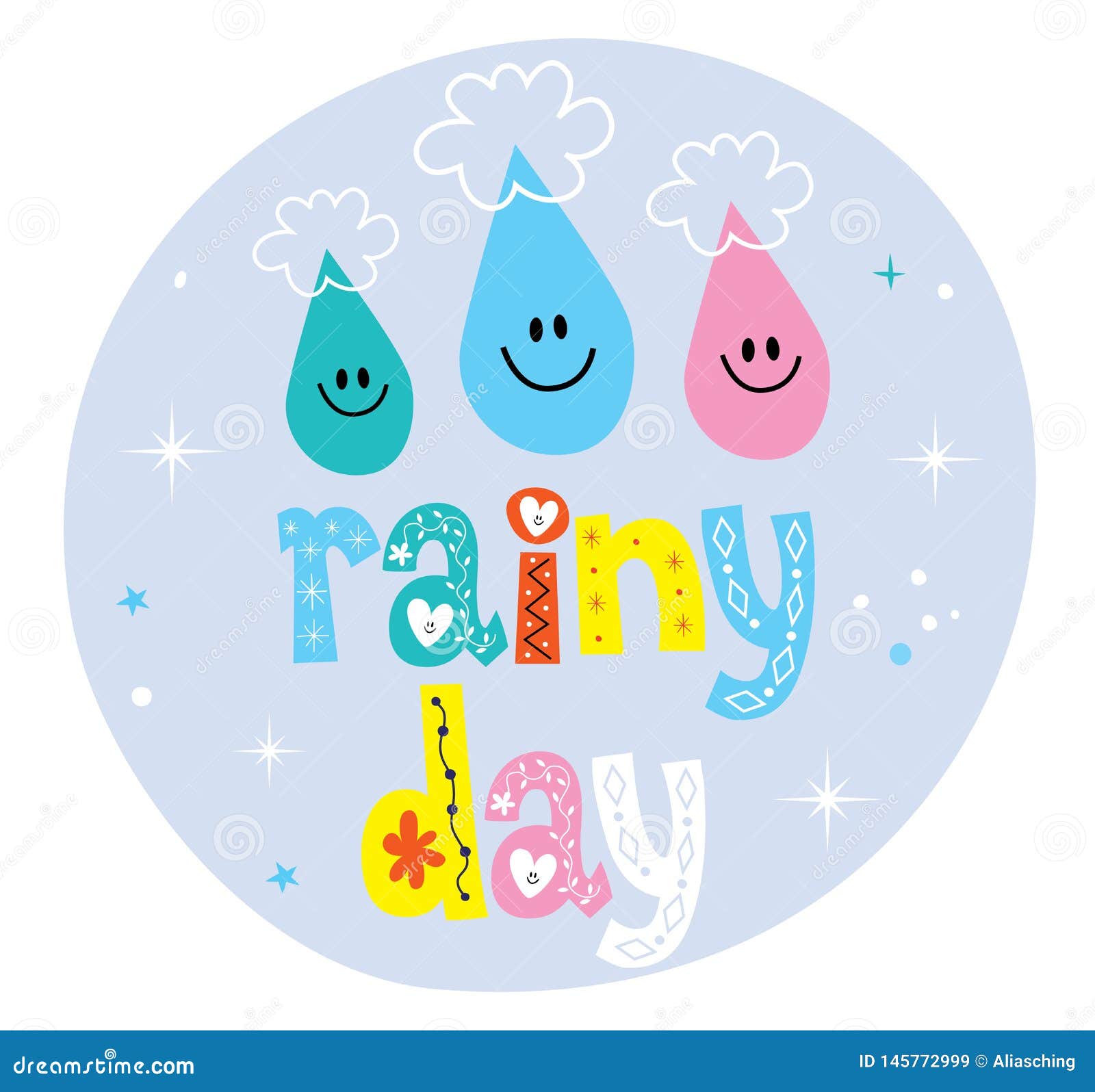 Rainy Day Decorative Type Design Stock Vector - Illustration of rain ...