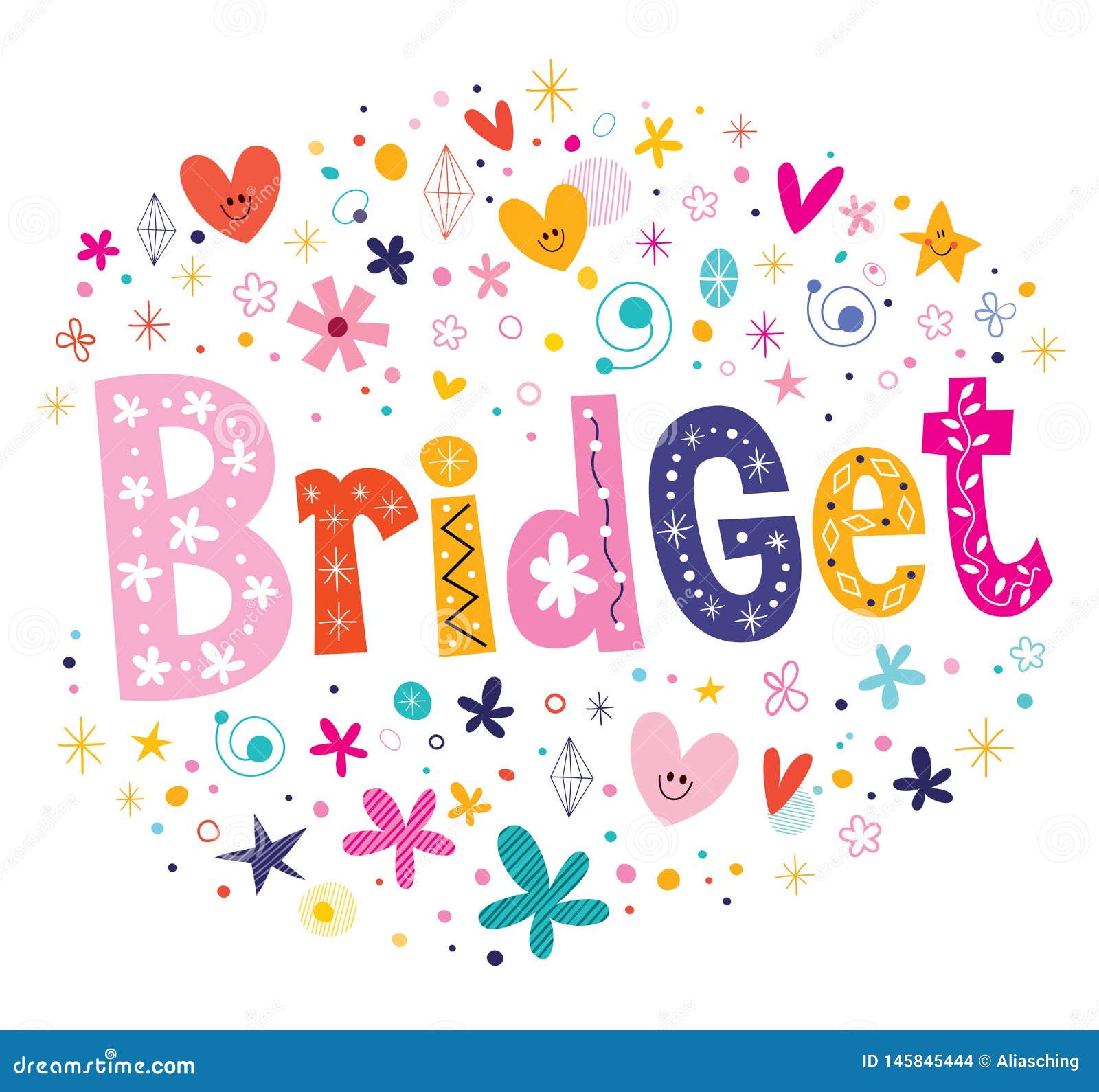 Bridget girls name stock vector. Illustration of element - 145845444