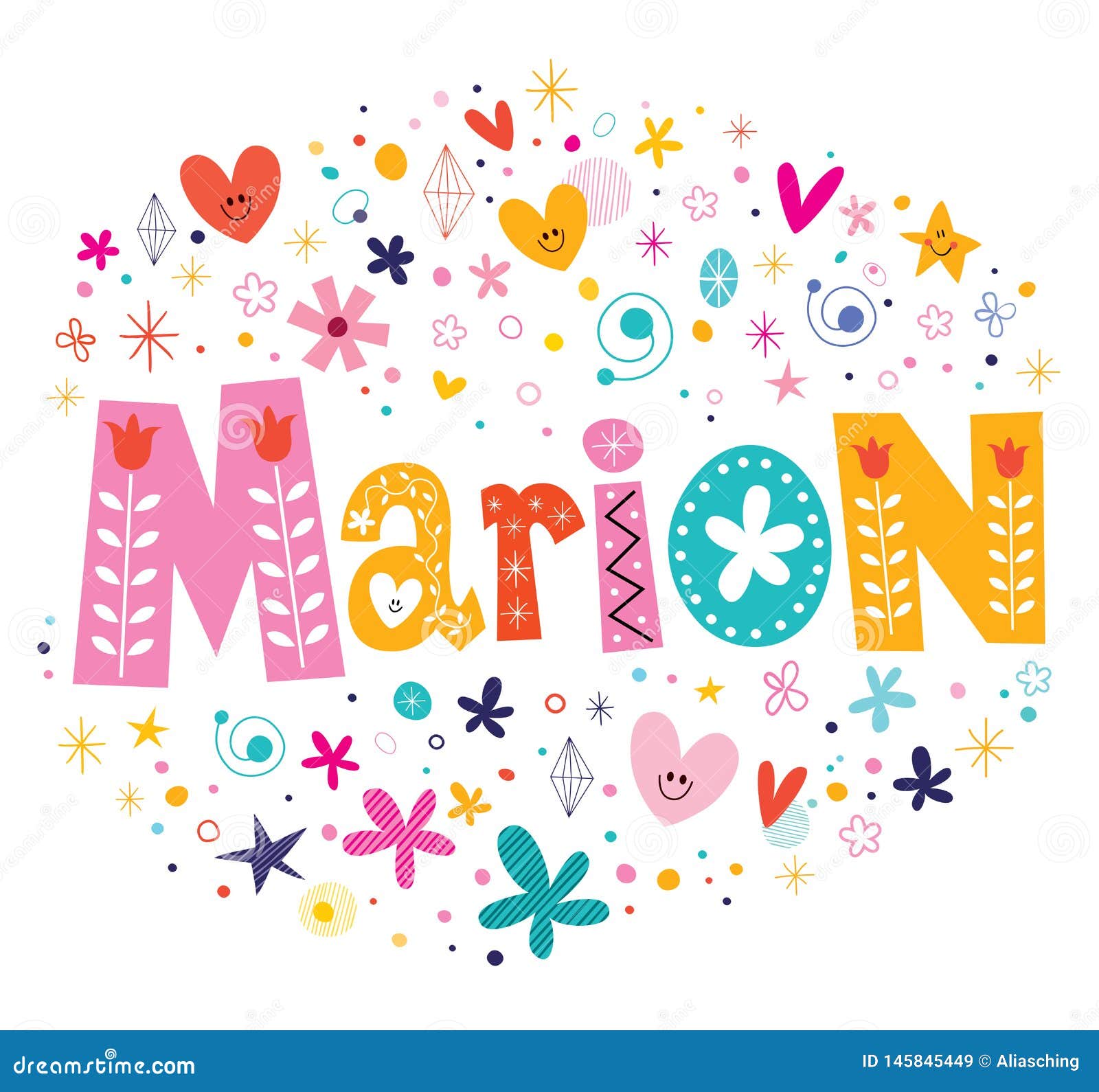 Marion girls name stock vector. Illustration of avatar - 145845449