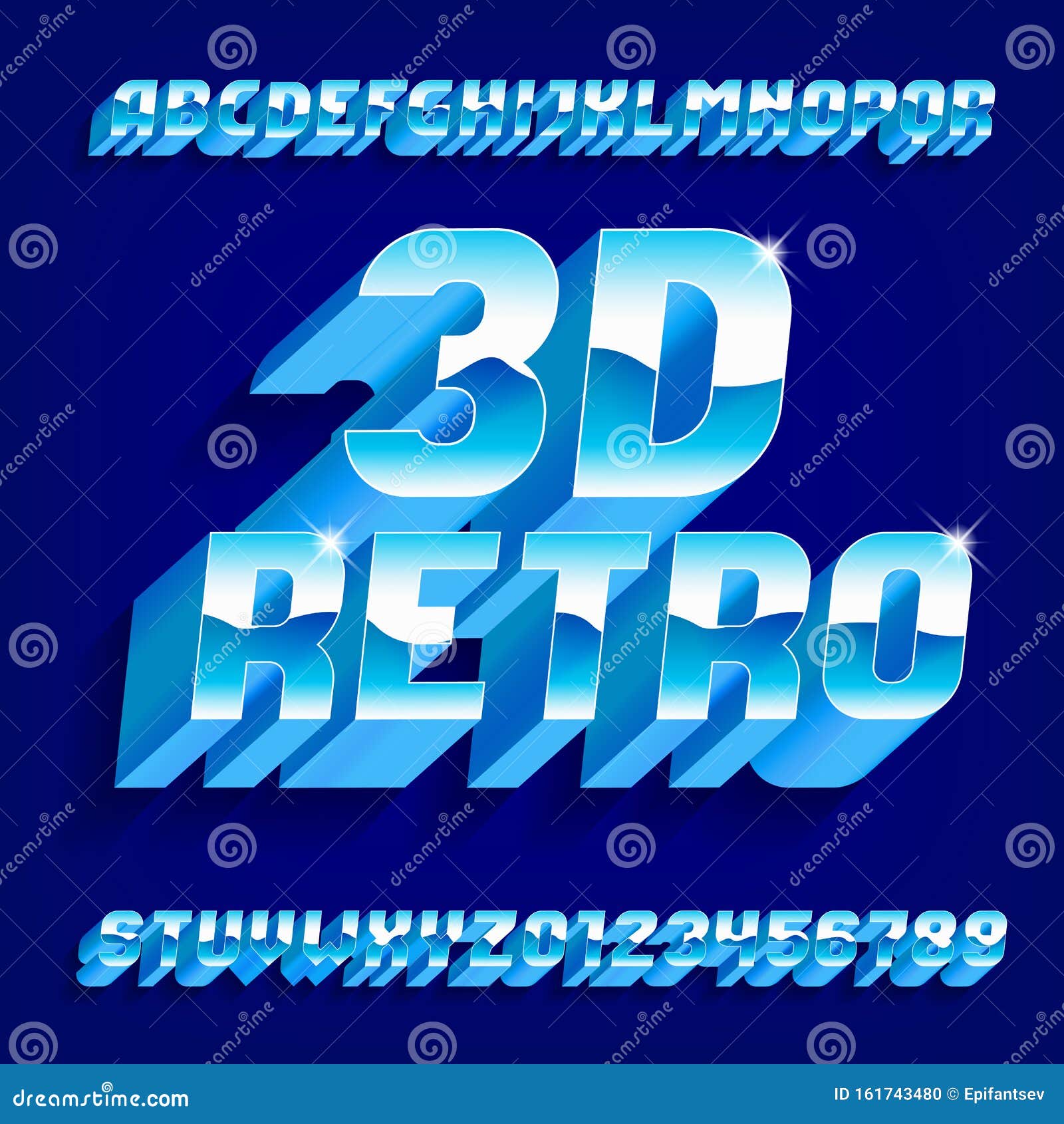 3D Retro Alphabet Font. Letters and Numbers with Long Shadow in 80s ...