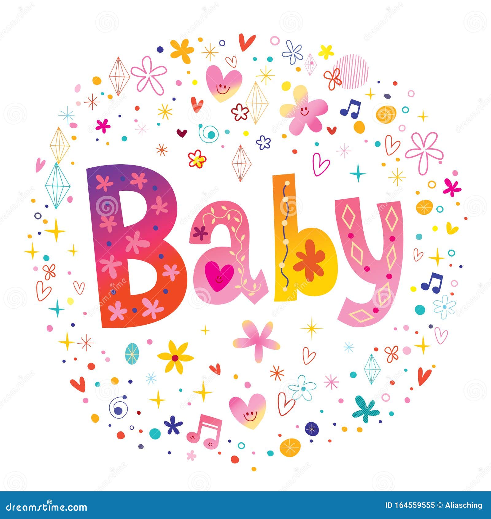 Baby Unique Decorative Lettering Stock Vector - Illustration of ...