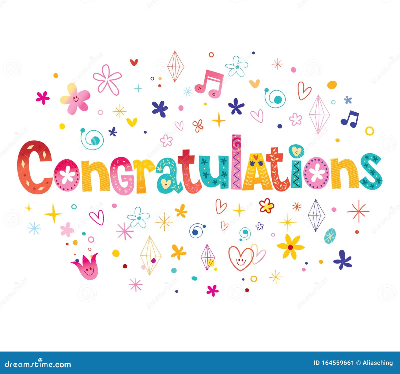 Congratulations Typography Lettering Decorative Text Stock Vector ...