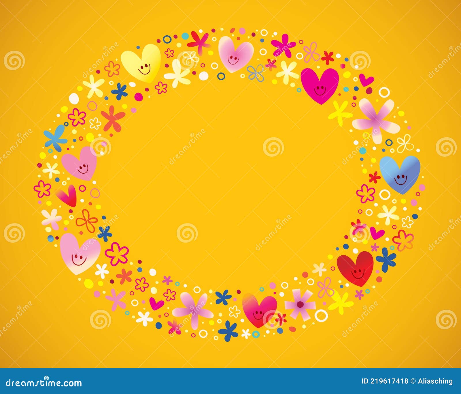 Frame Border Design with Cute Hearts and Flowers Stock Vector ...