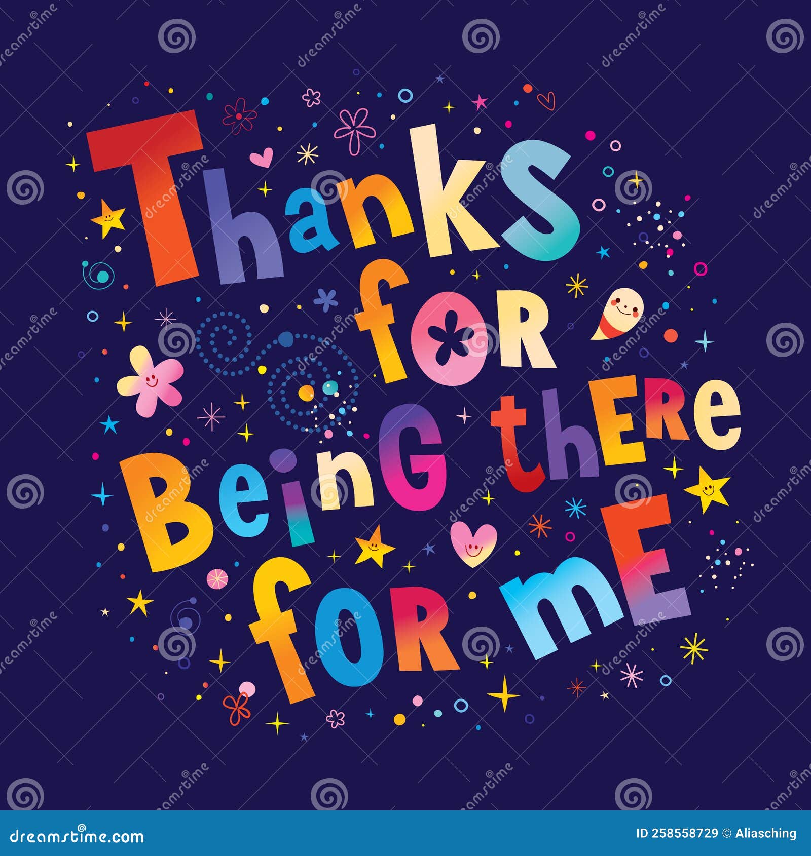 Thanks for Being There for Me Stock Vector - Illustration of lettering ...