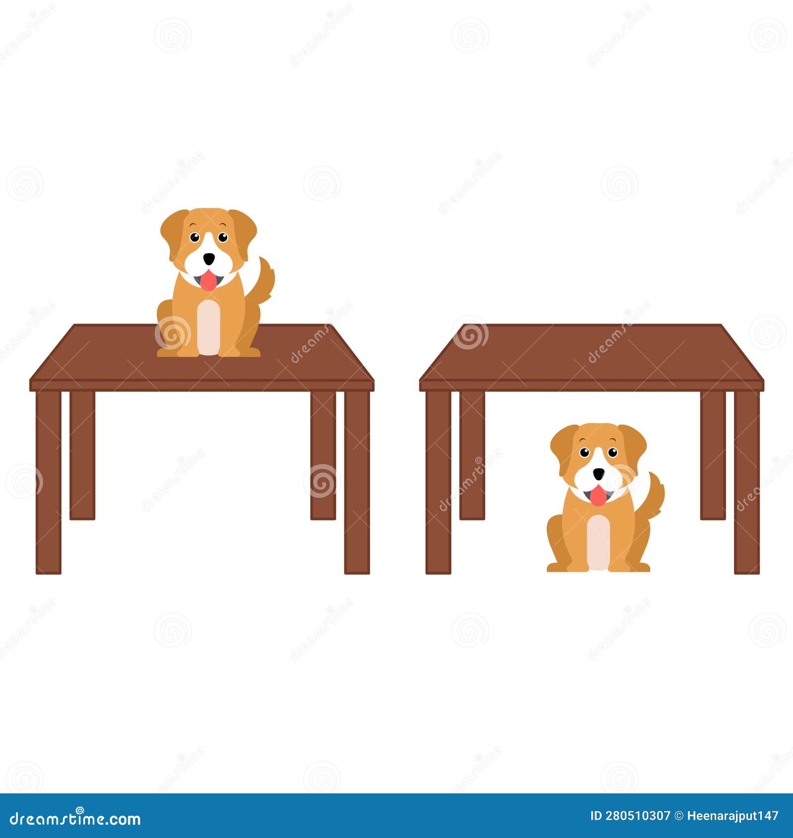 Dog is Sitting on the Table and Under the Table Learning Material for ...