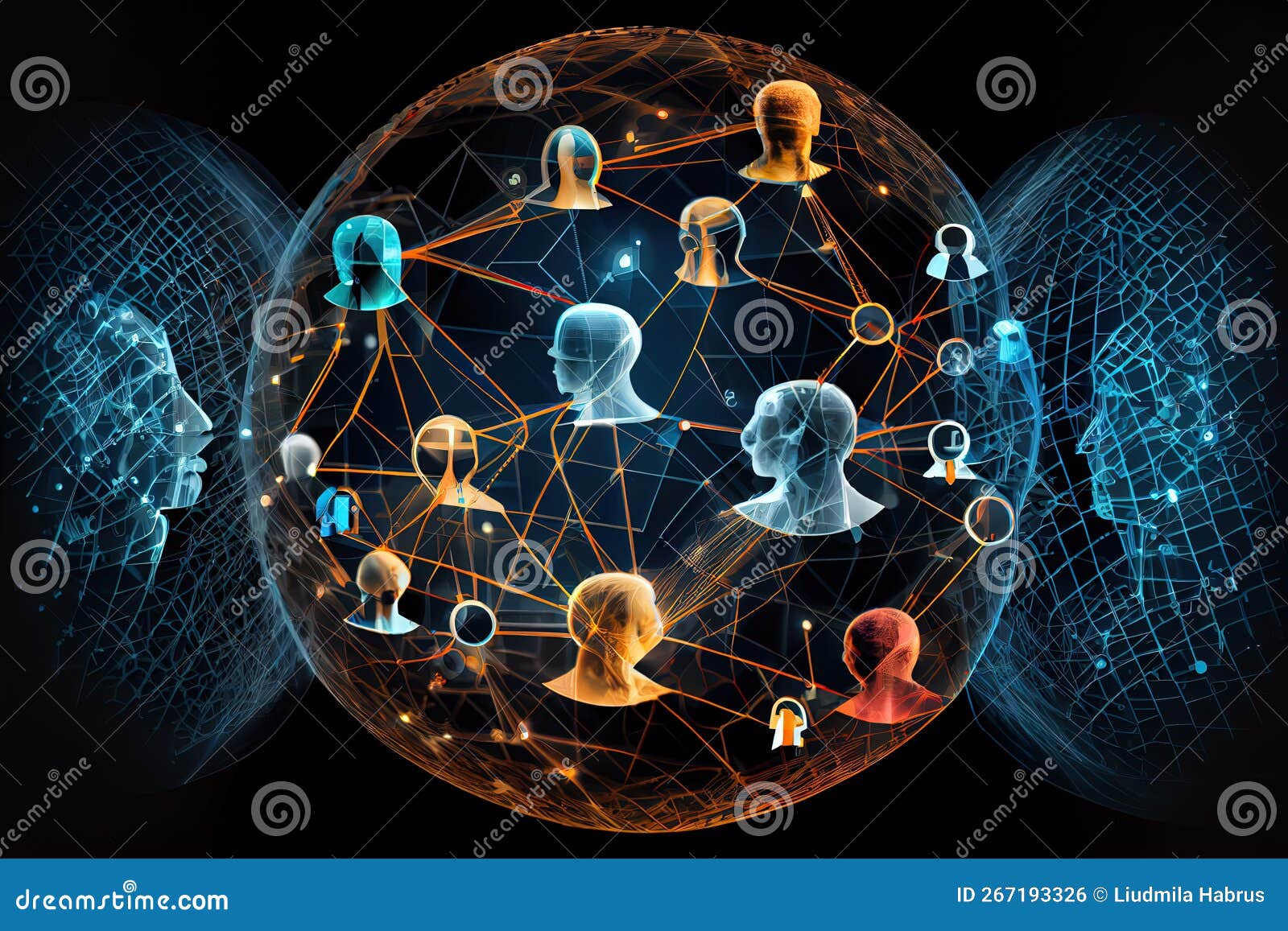 3d Abstract Artificial Intelligence. Communications Via the Internet ...