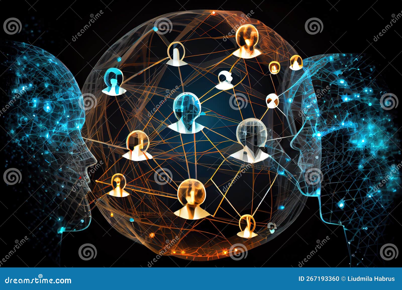 3d Abstract Artificial Intelligence. Communications Via the Internet ...