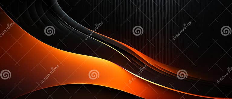 3D Abstract Background, Black and Orange Wave Curves with Creative ...