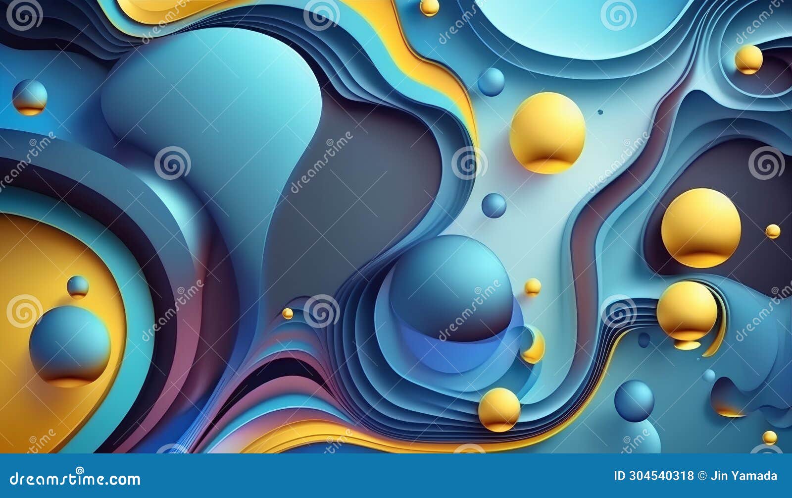 3d Abstract Background with Blue and Yellow Waves. Vector Illustration ...