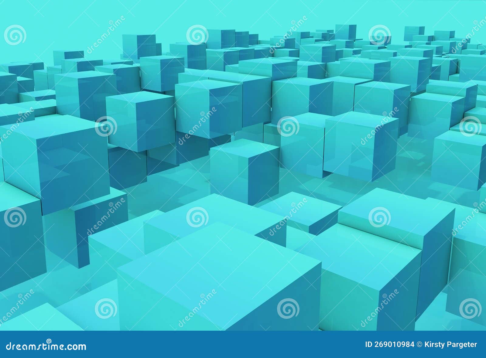 3D Abstract Background with Floating Shiny Cubes Stock Illustration ...