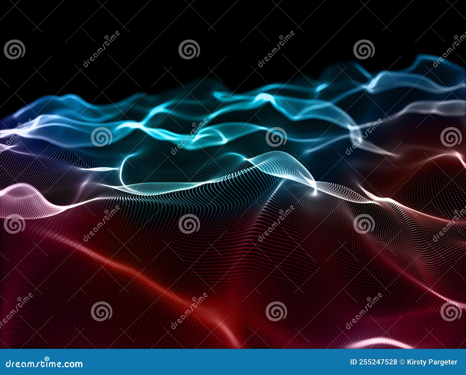3D Abstract Background with Flowing Cyber Particles Stock Illustration ...