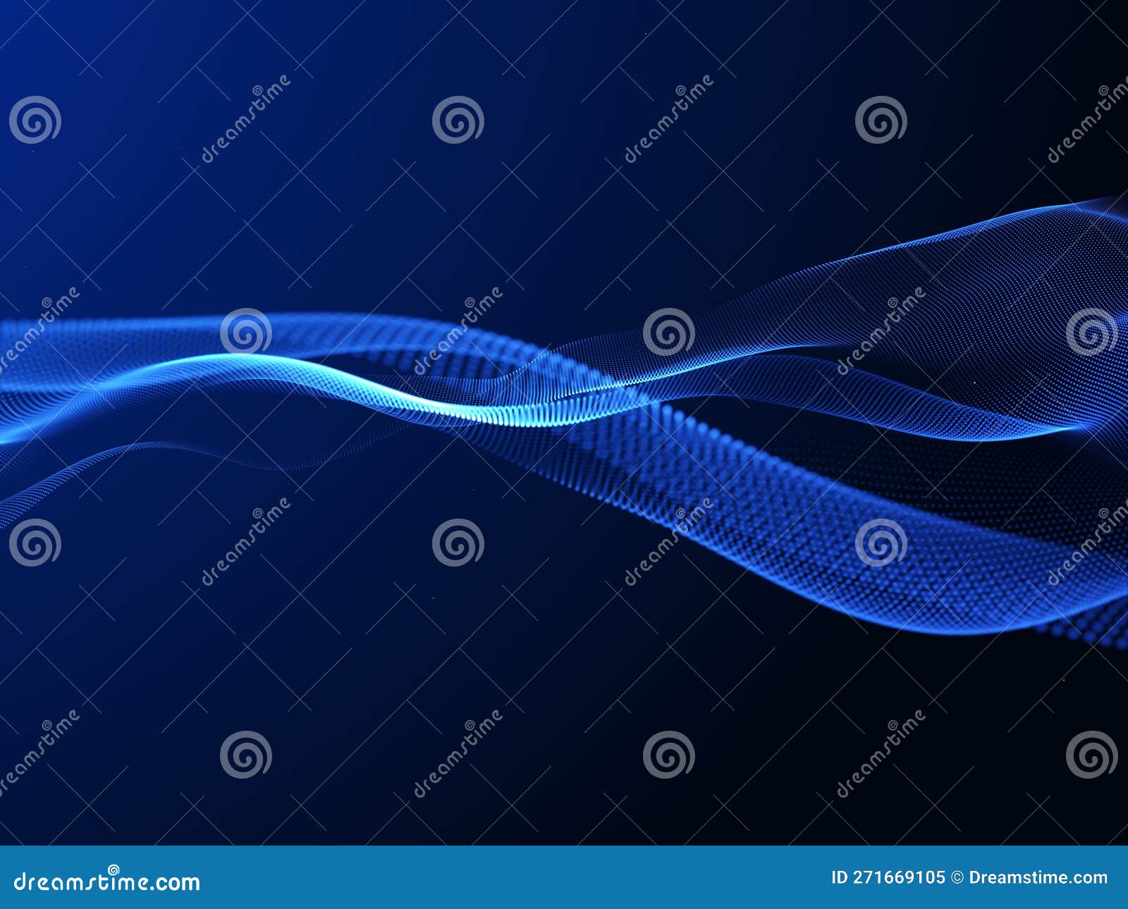 3D Abstract Background with Flowing Particle Waves Stock Illustration ...