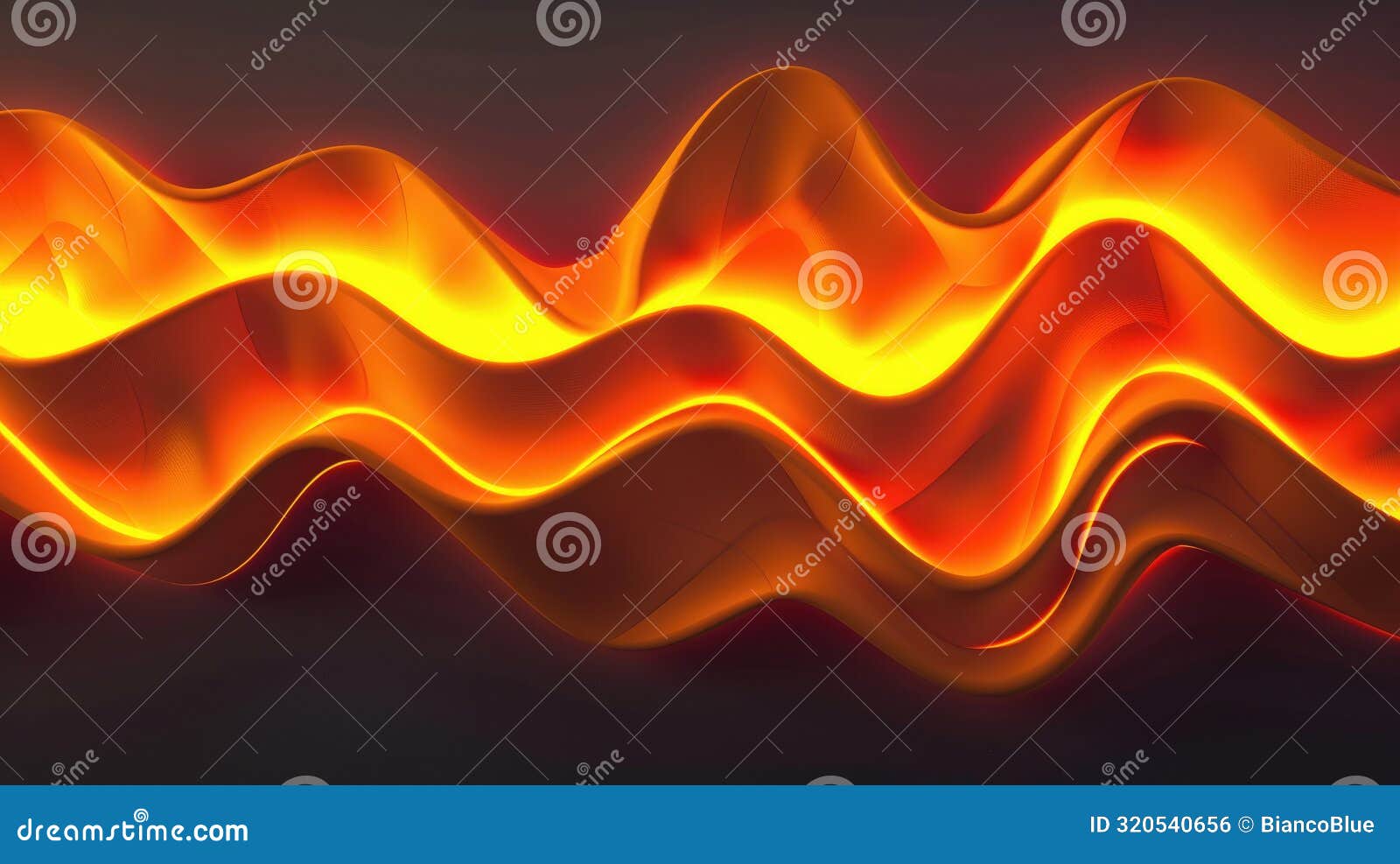 3D Abstract Background with Glowing Wavy Shape in Orange Spectrum, Full ...