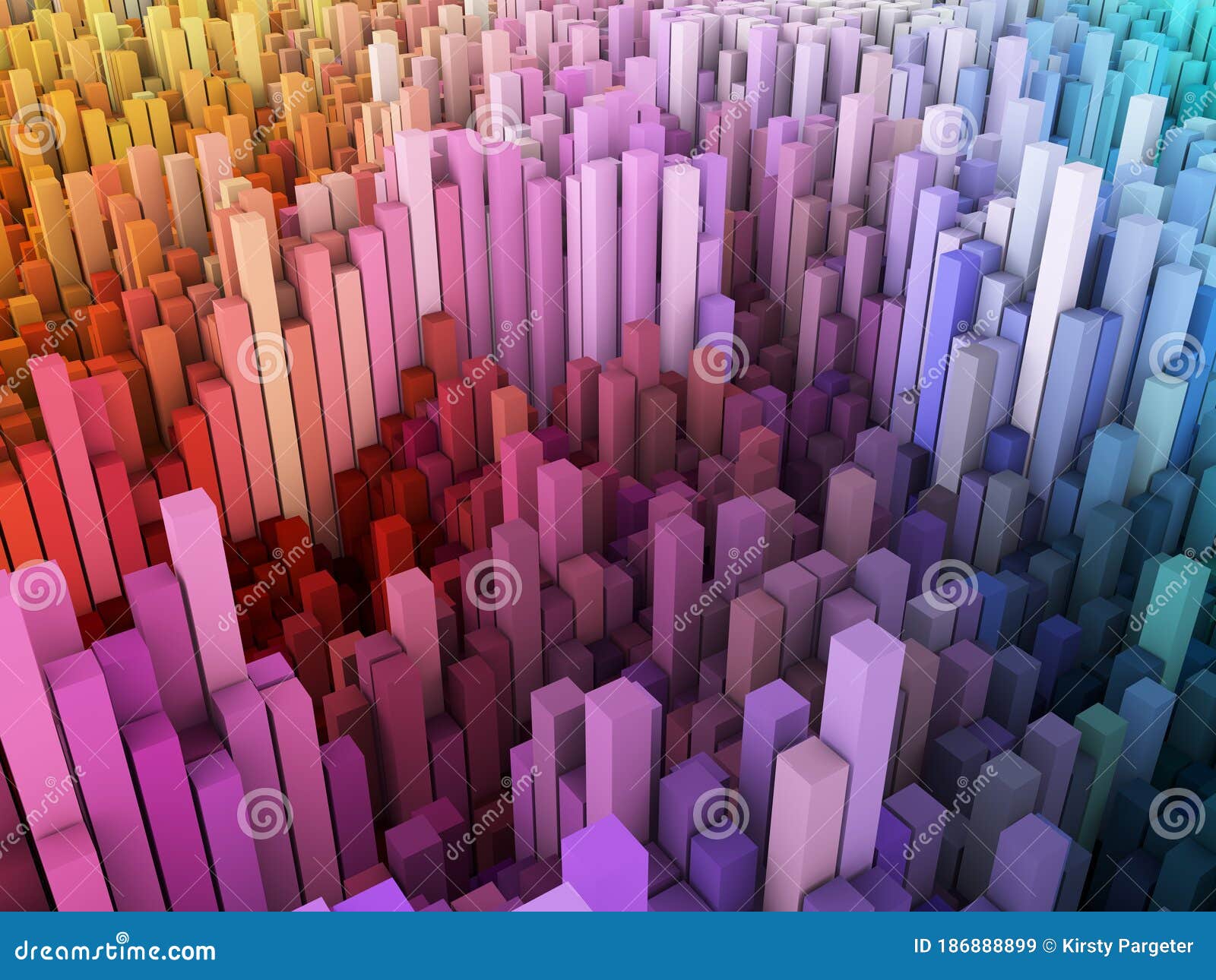 3D Abstract Background with Landscape of Blocks Stock Illustration ...
