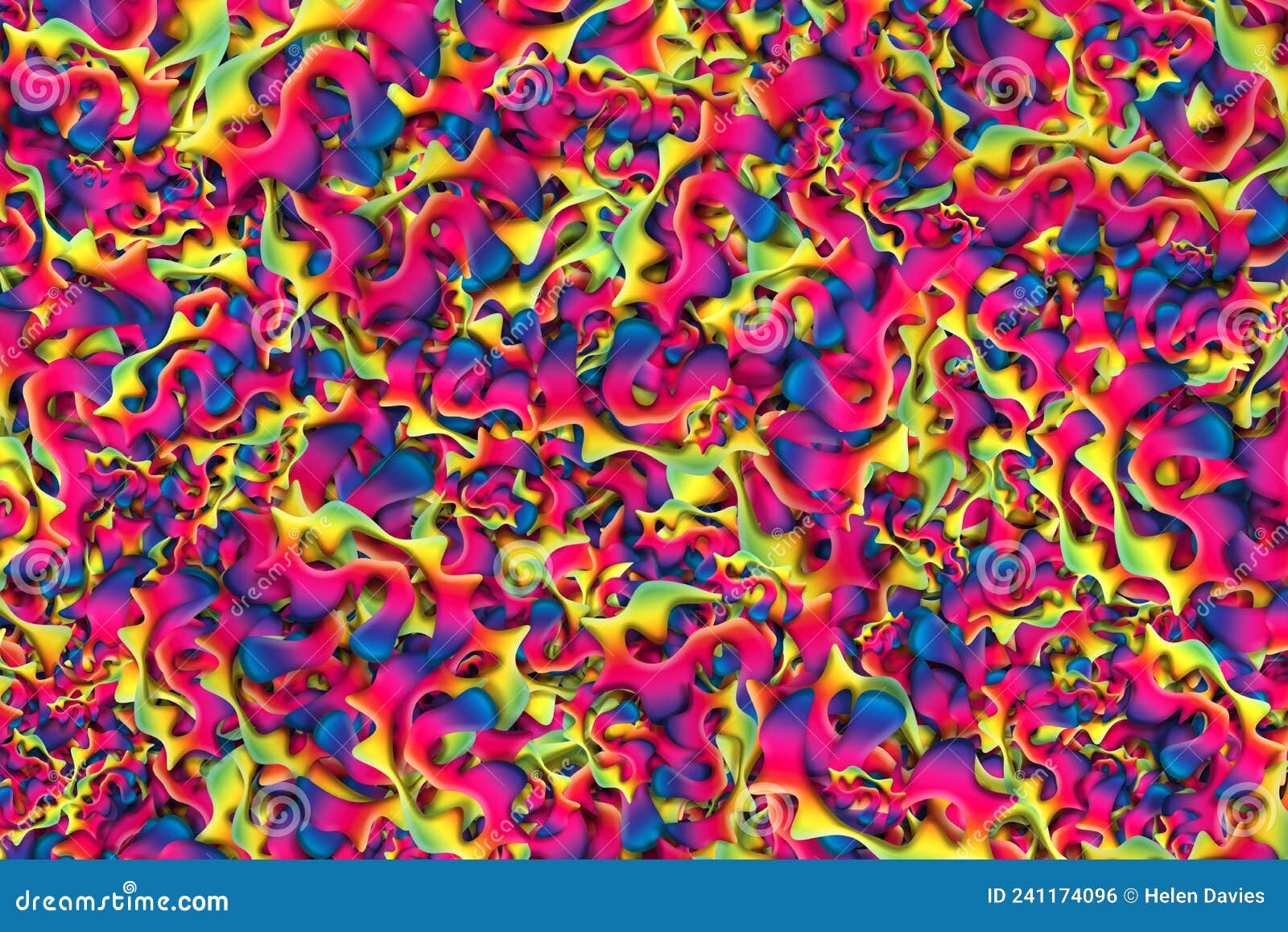 Psychedelic Rainbow Colored Wavy Shapes Stock Illustration ...