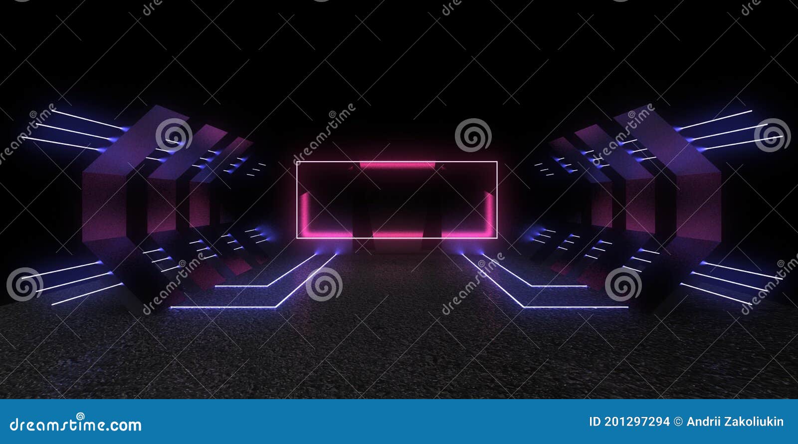 3D Abstract Background with Neon Lights. Neon Tunnel .space ...