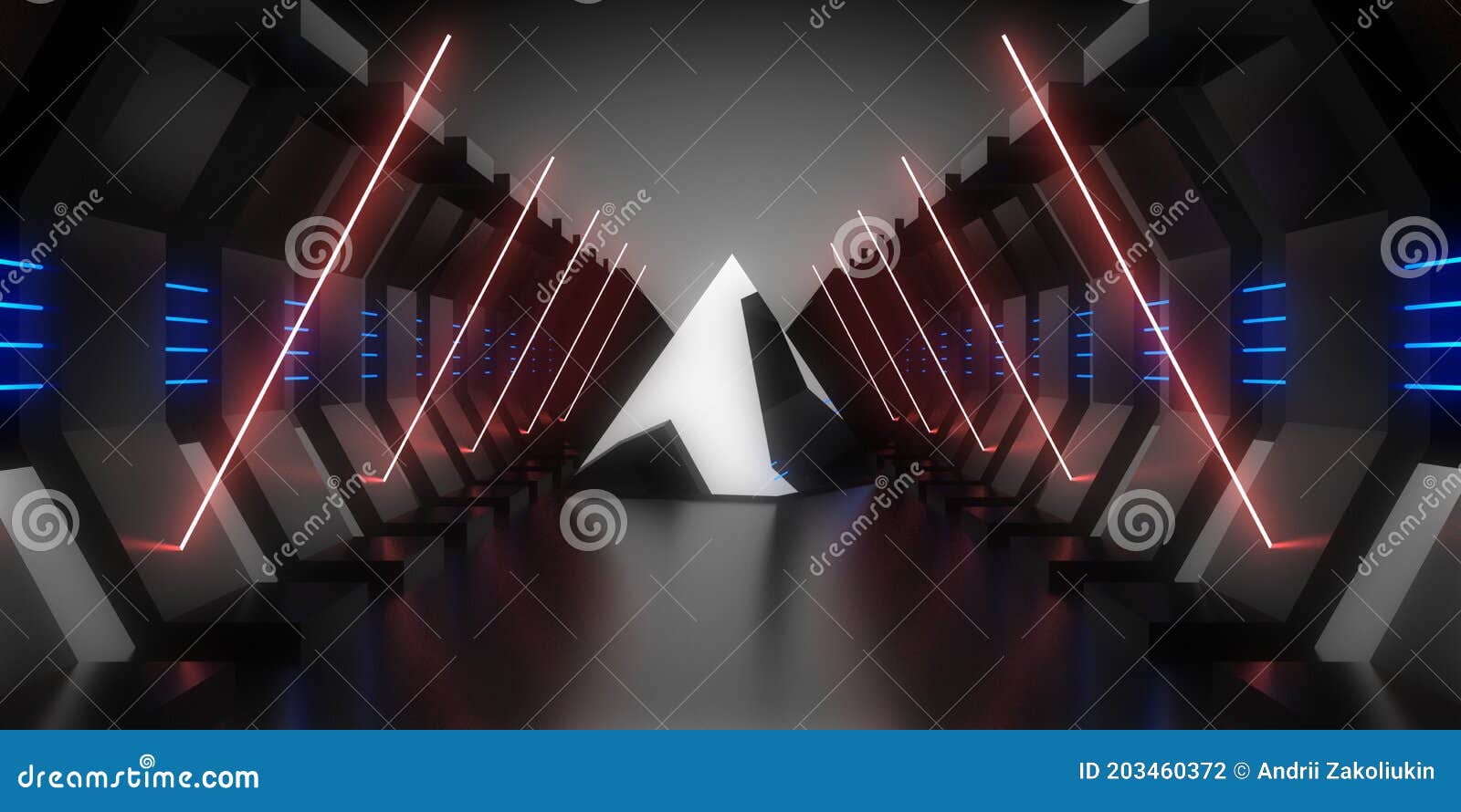 3D Abstract Background with Neon Lights. Neon Tunnel .space ...