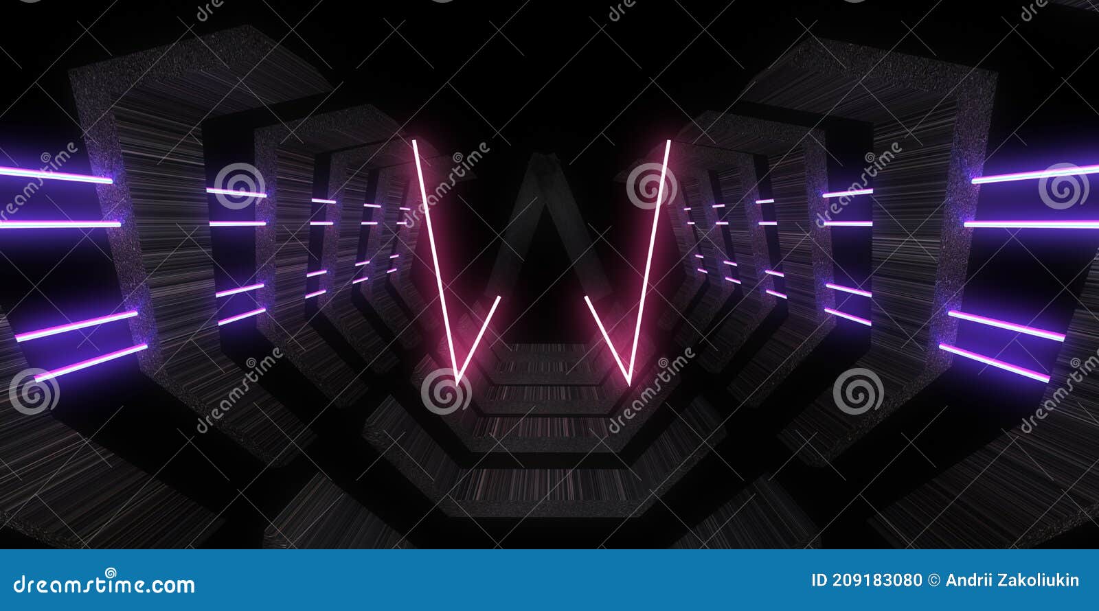 3D Abstract Background with Neon Lights. Neon Tunnel .space ...