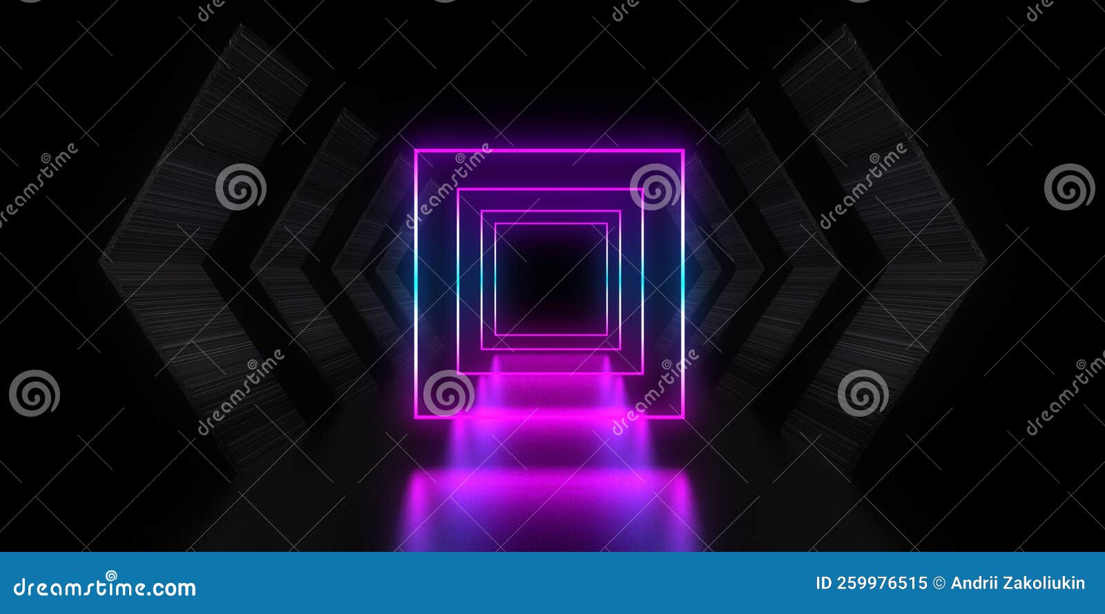Abstract Background with Neon Lights. Neon Tunnel .space Construction ...